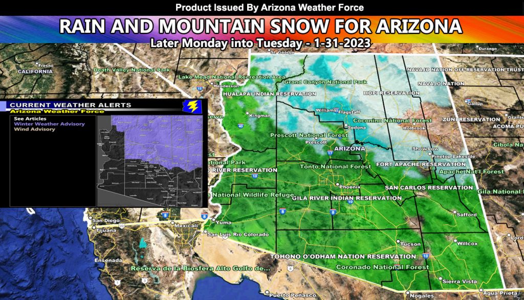 FINAL FORECAST: Rain and Snow To Move Into Arizona Later Monday into ...