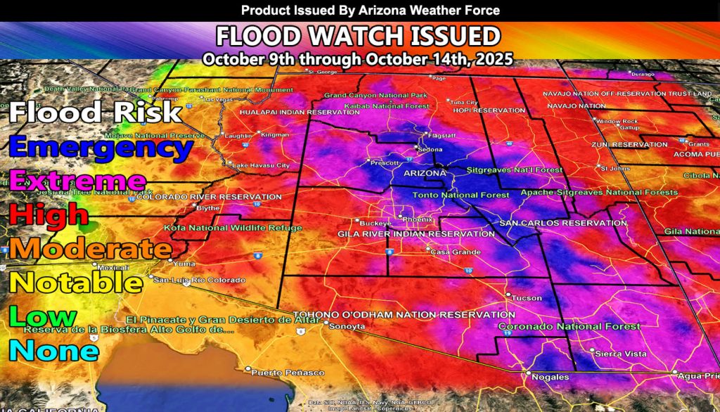 Flood Watch and Flood Emergency Issued For Arizona For October 9th through October 14th, 2025 ...